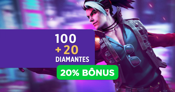 Free Fire 100 Diamantes + 20% Bônus